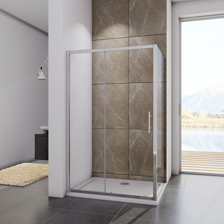 Belfry Bathroom Darrell Sliding Glass Rectangular Shower Enclosure - 1850 x 1100 mm | Wayfair.co.uk